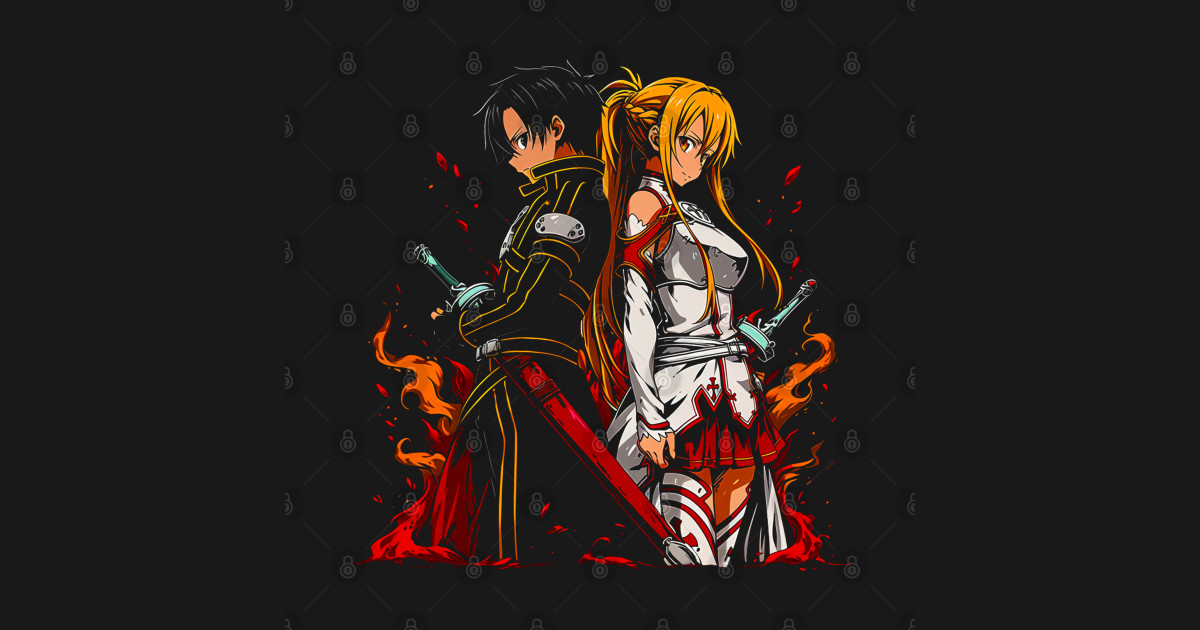 kirito and asuna - Sword Art Online - T-Shirt | TeePublic