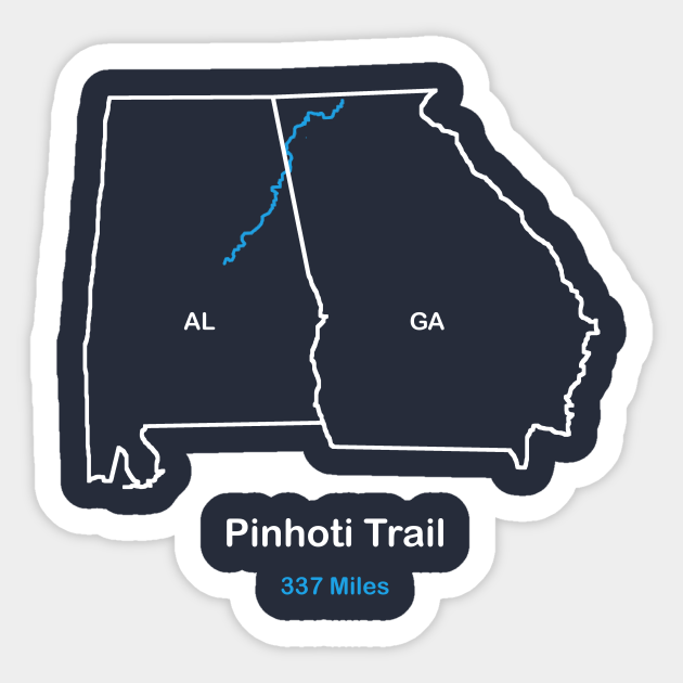 Route Map of the Pinhoti Trail - Hiking Trails - Sticker | TeePublic