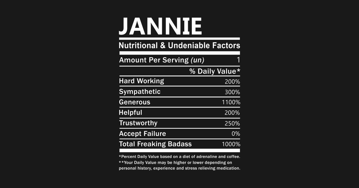 Jannie Name T Shirt - Jannie Nutritional and Undeniable Name Factors ...