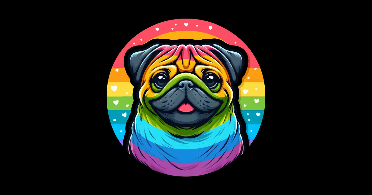 LGBTQ+ Pug dog - Pug - Sticker | TeePublic