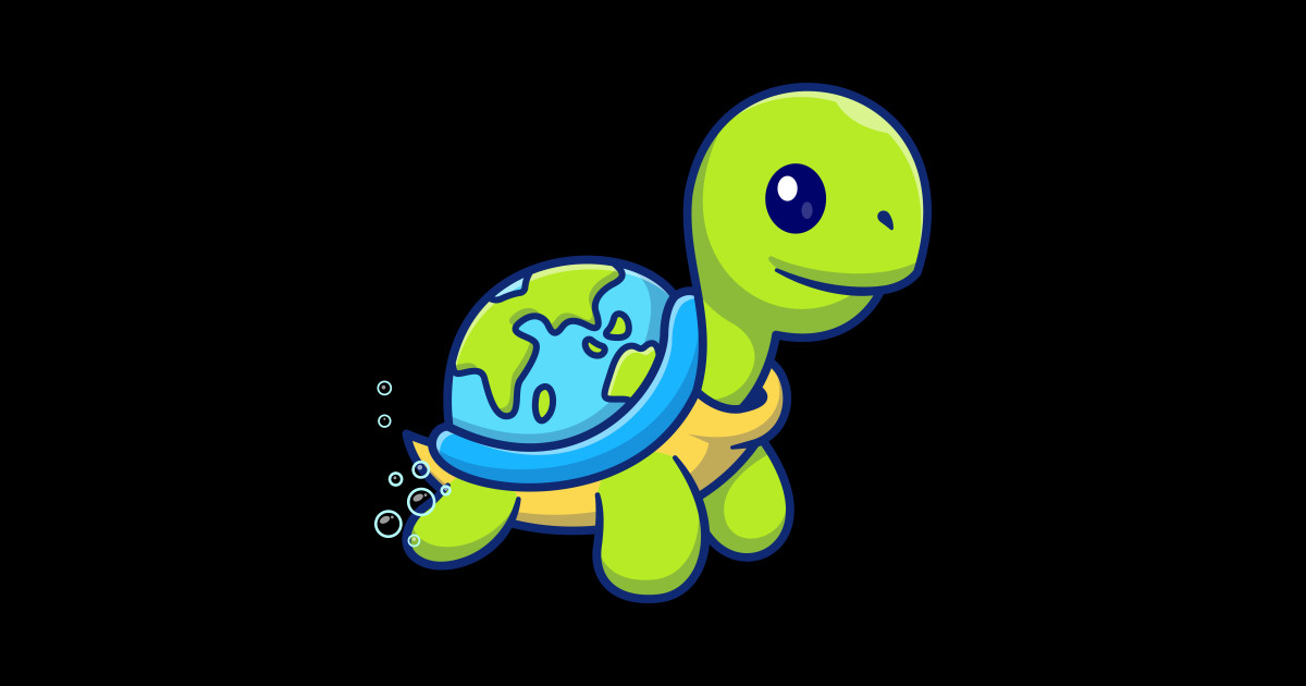 Cute Turtle With World Earth Shell Cartoon - Cute Turtle With World ...