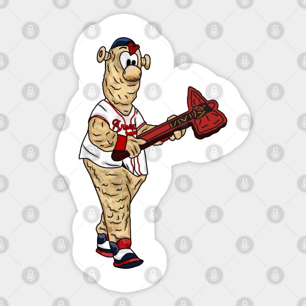 Blooper Mascot Atlanta Braves With Axe Cartoon - Blooper - Sticker ...