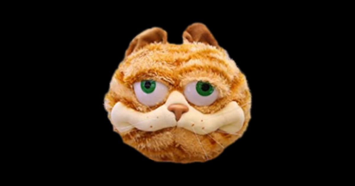 Garfield Low Quality Plush Head - Garfield - Sticker | TeePublic