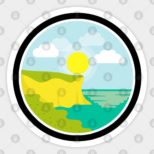 Landscape with river - Landscape - Sticker | TeePublic