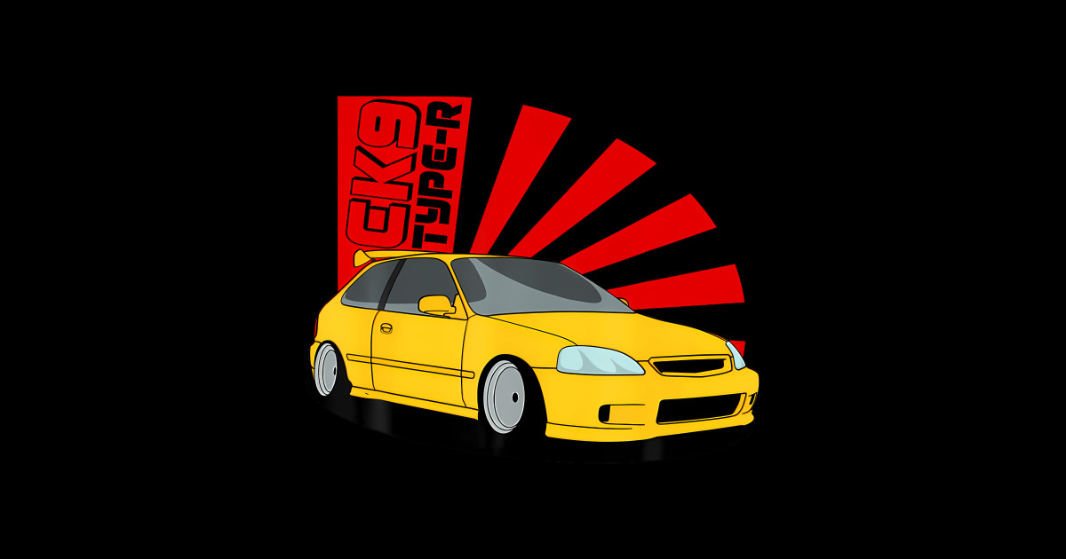Ek9 Type-R Jdm Hatch Yellow - Jdm Car Culture - Sticker | TeePublic