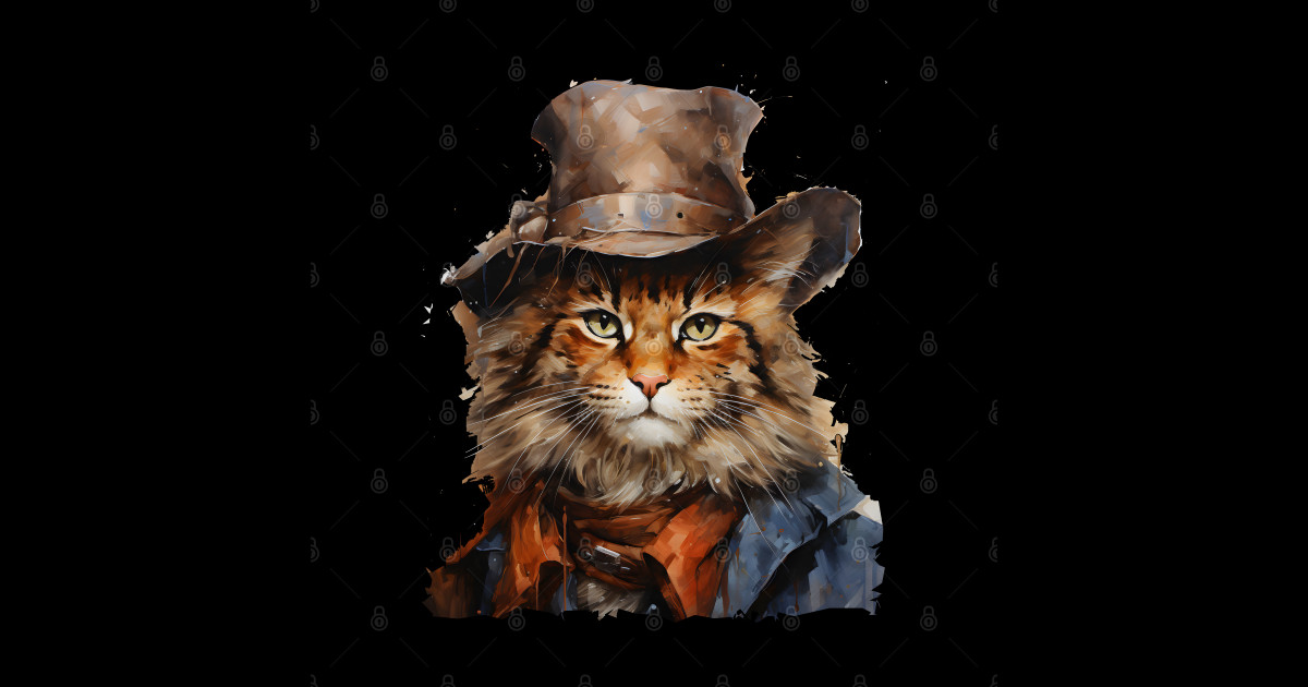 Ginger Cat Cowboy - Ginger Cat - Sticker | TeePublic