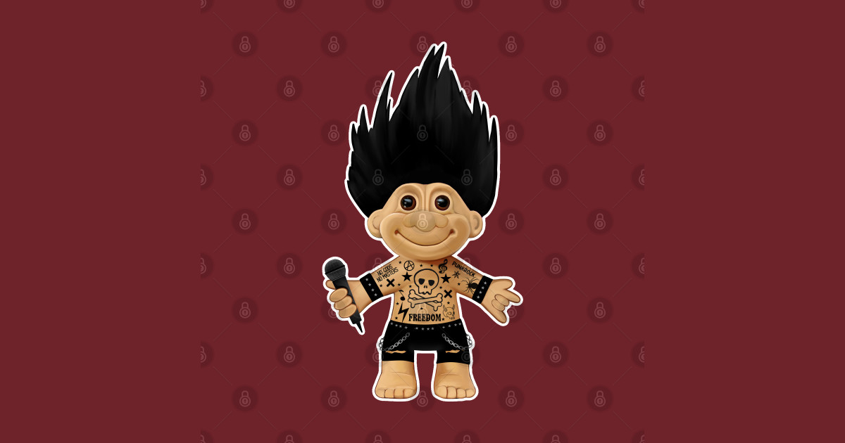 Punk rocker troll with black hair Iroquois and microphone - Musician ...