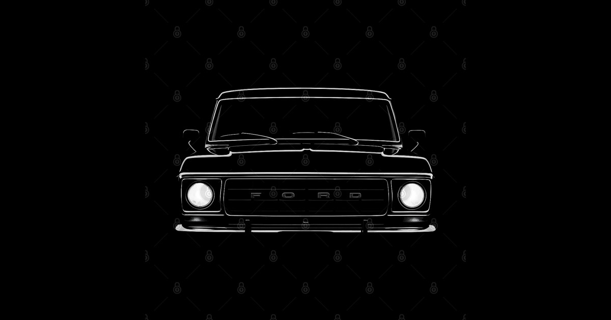 1978 Ford F-150 Ranger Front View – Minimalist Blackout Truck Line Art ...