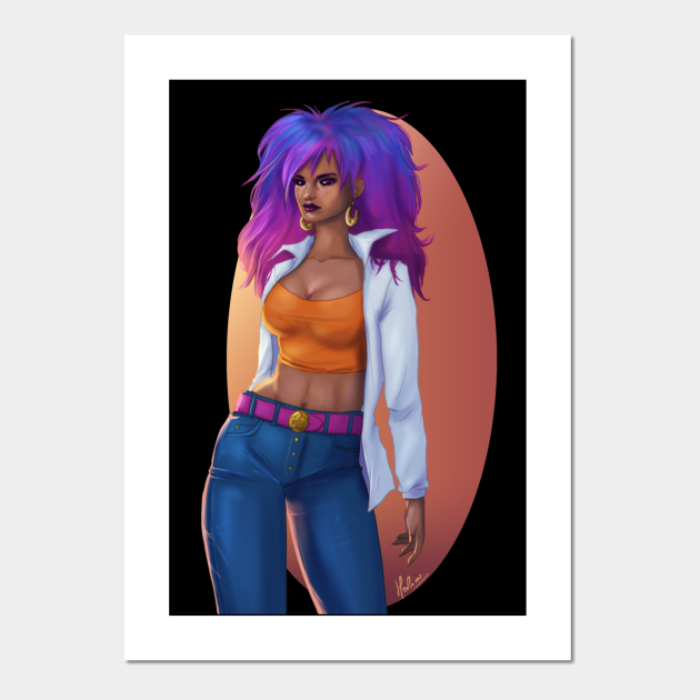 80s inspired neon pinup in jeans - 80s Pinup - Posters and Art Prints ...