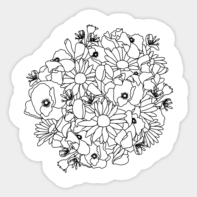 April Birth Month Flower Bouquet Drawing - Flowers - Sticker | TeePublic
