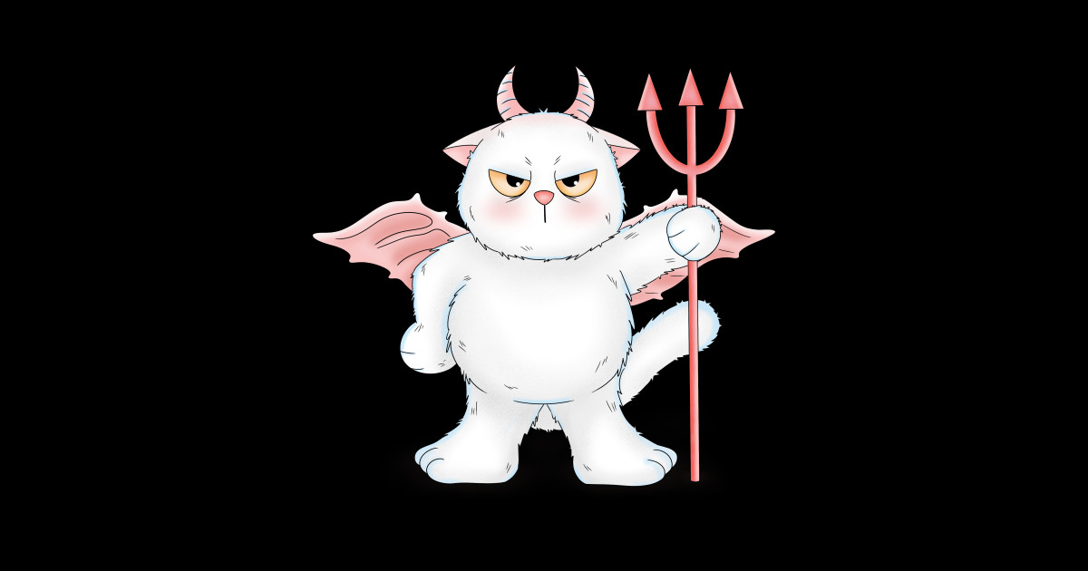 Devil White Cat - Devil Cat - Sticker | TeePublic