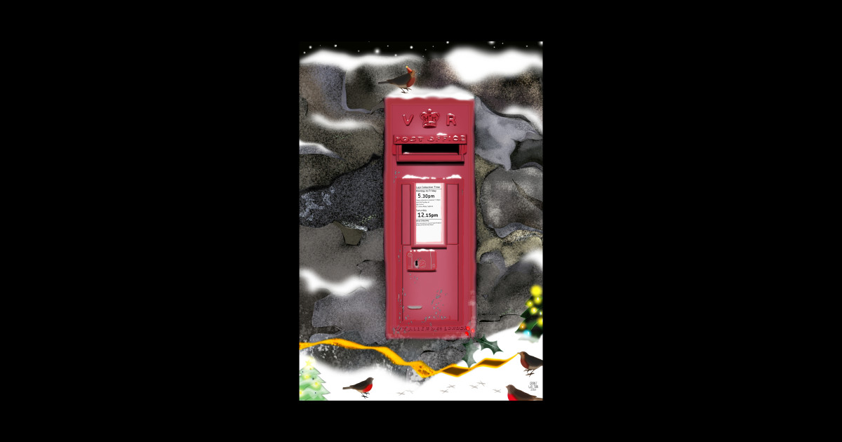Traditional Red Post Box Christmas design - Post Box - Sticker | TeePublic