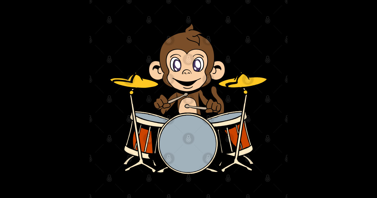 Cartoon monkey playing drums - Drummer - Tapestry | TeePublic