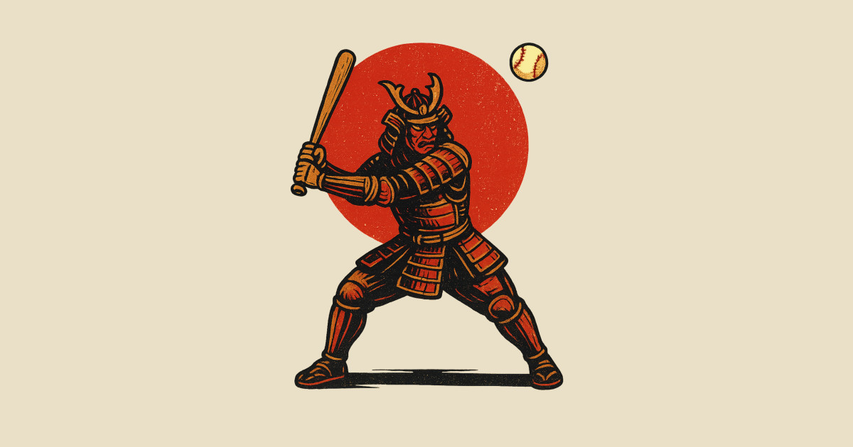 Samurai Baseball Warrior – Vintage Japanese Batter Design - Samurai ...