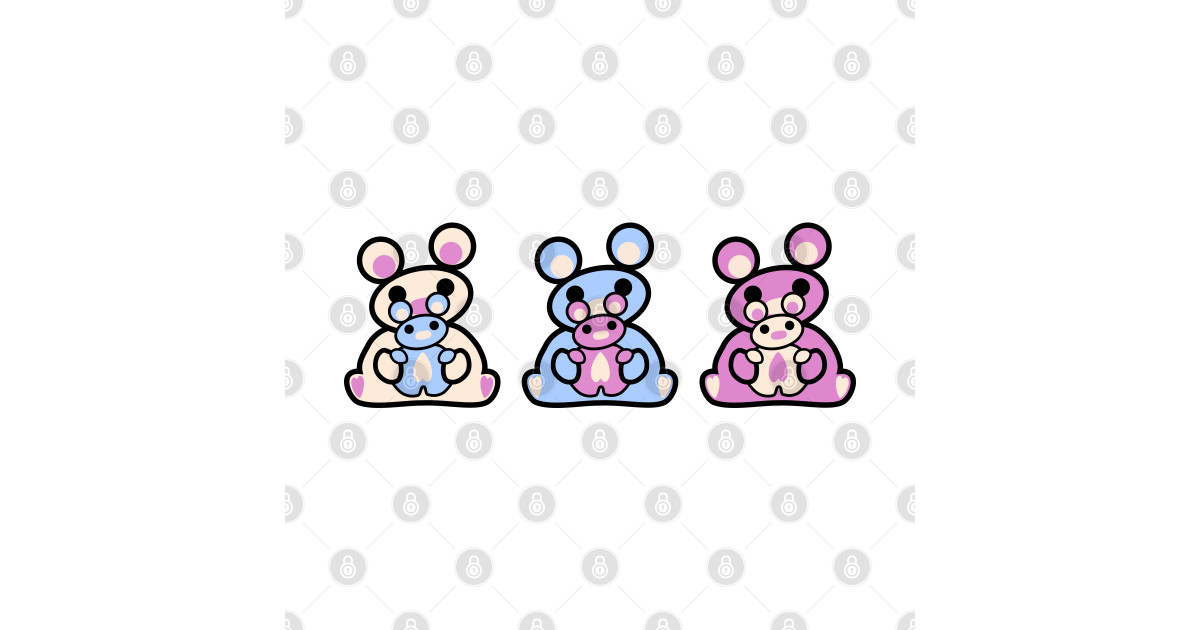 Three Chibis with Chibitos (Sitting) - Three Chibis - T-Shirt | TeePublic