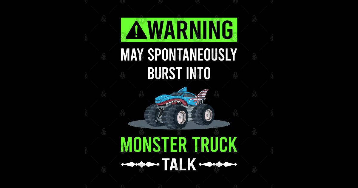 Green Warning Monster Truck Trucks - Monster Truck - Posters and Art ...