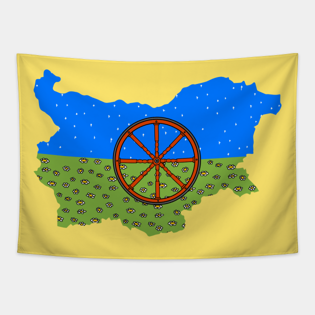 the Romani flag in the Bulgarian map. - Roma - Tapestry | TeePublic