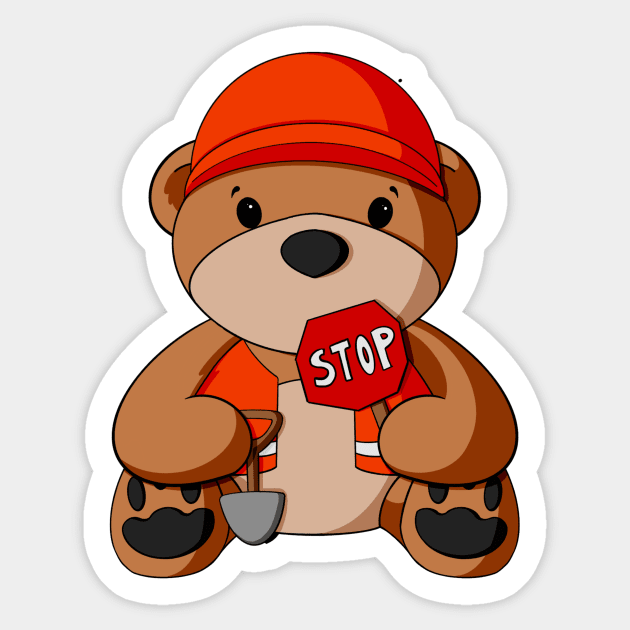 Construction Teddy Bear - Construction Worker - Sticker | TeePublic