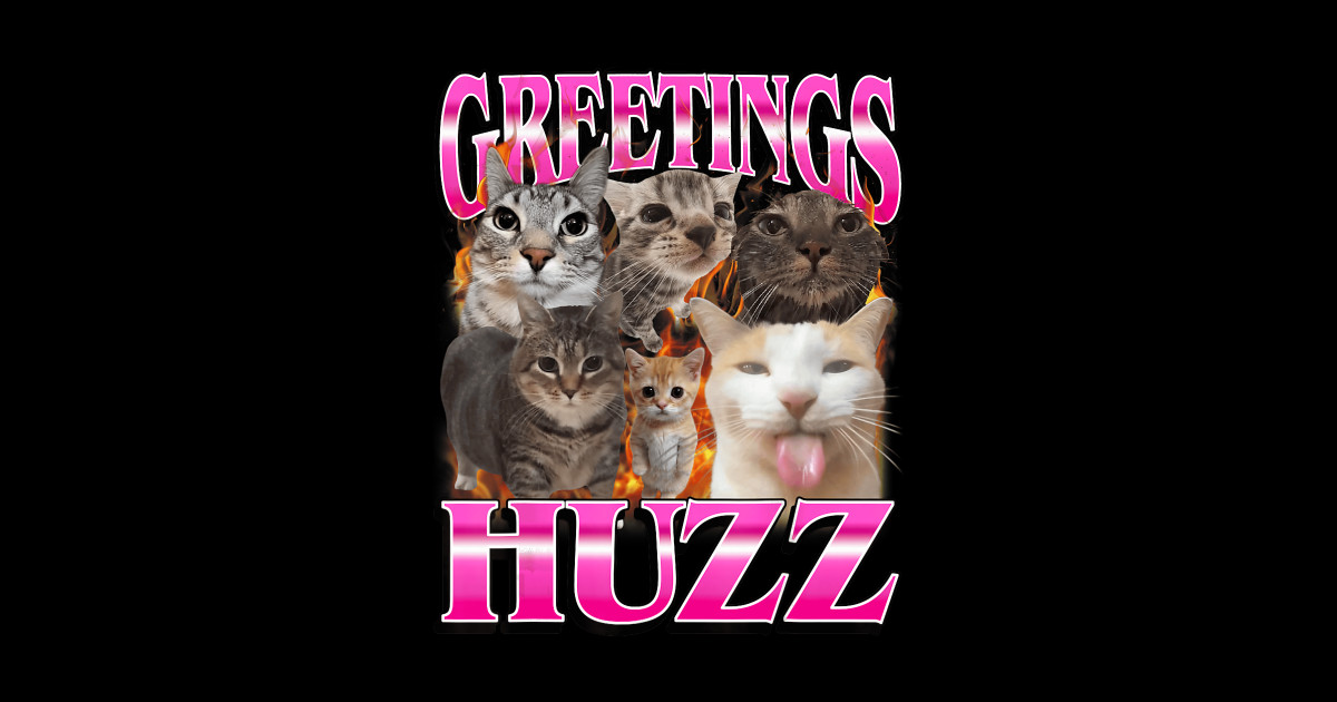 Greetings Huzz Funny Cat Meme Colorful Party Illustration Design - Cat ...
