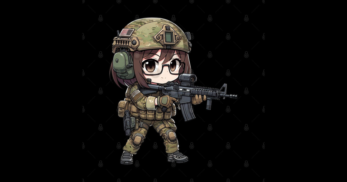 Tactical Chibi Girl - Chibi - Sticker | TeePublic
