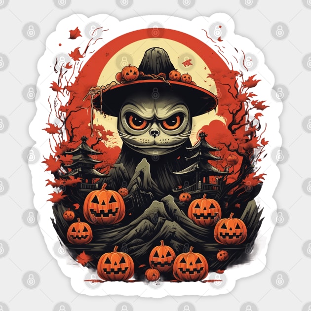 Spooky Pumpkin Cat - Pumpkin Cat - Sticker | TeePublic