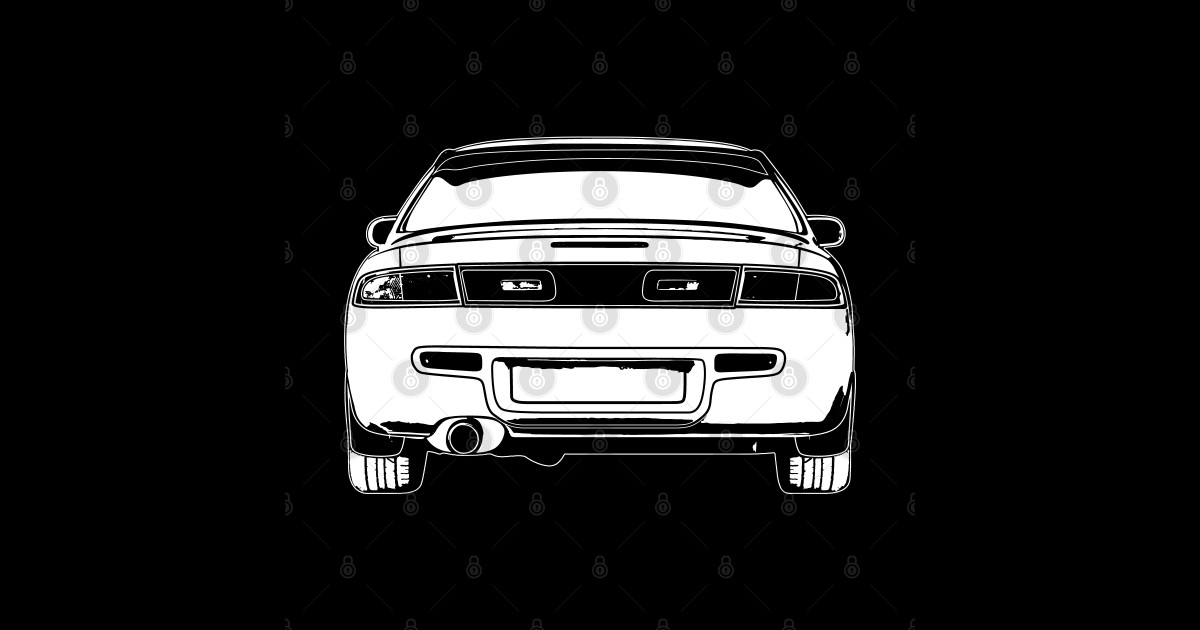 White Nissan Silvia S14 Back View Sketch Art - Nissan - Sticker | TeePublic