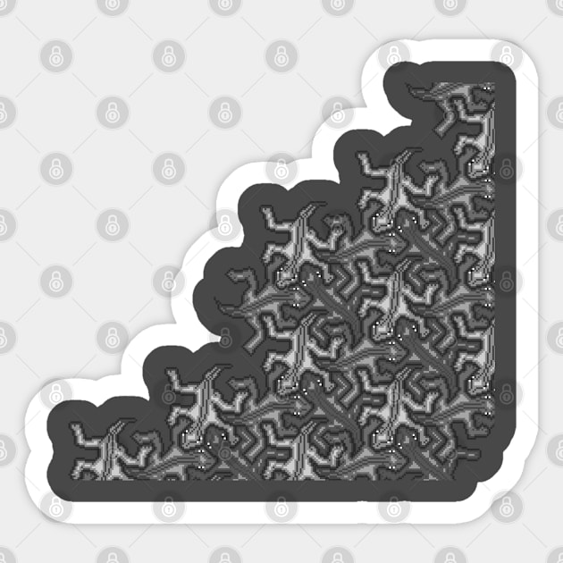 pixel art Escher lizard pattern BW - Escher - Sticker | TeePublic