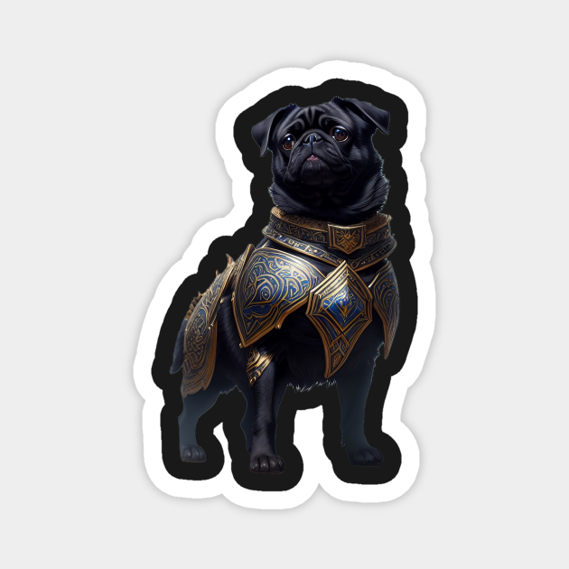 Mighty Black Pug in Heavy Mythical Armor - Pug - Magnet | TeePublic