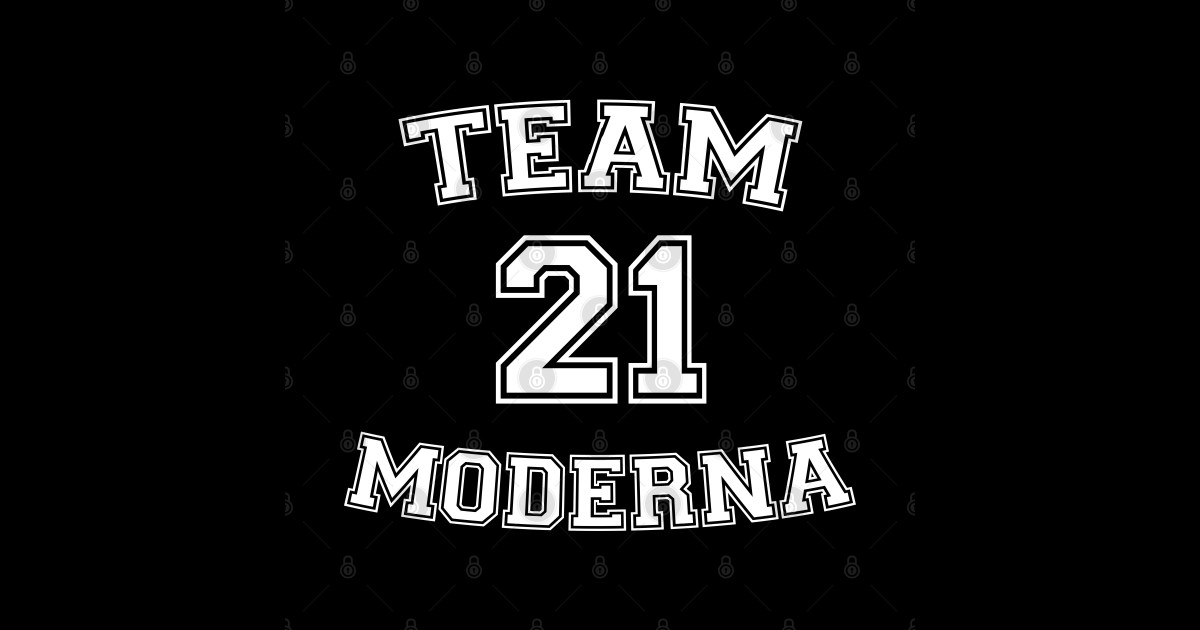 Vaccine pride: Team Moderna (white college jersey typeface) - Moderna ...