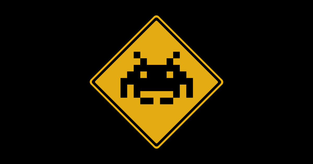 Invader 01 Silhouette Road Sign - Invaders - Sticker | TeePublic