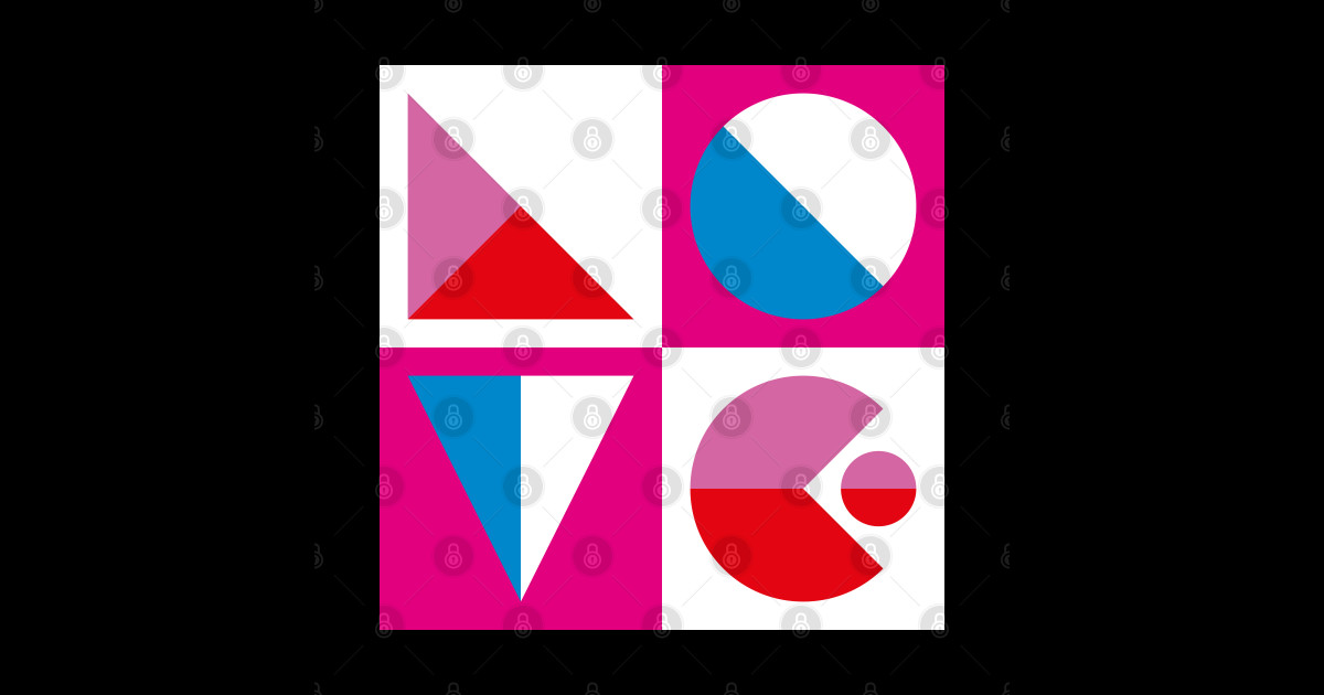 Geometric LOVE in four colors - Geometric Love - Sticker | TeePublic