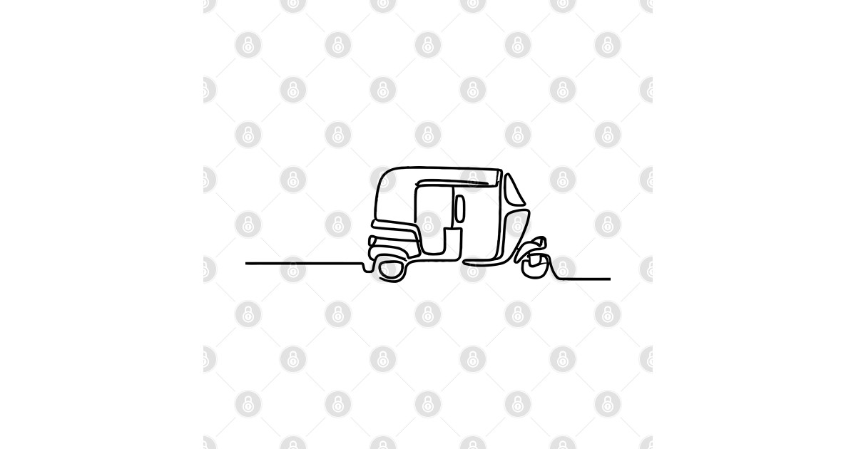 Auto Rickshaw Line Drawing - Transportation - T-Shirt | TeePublic