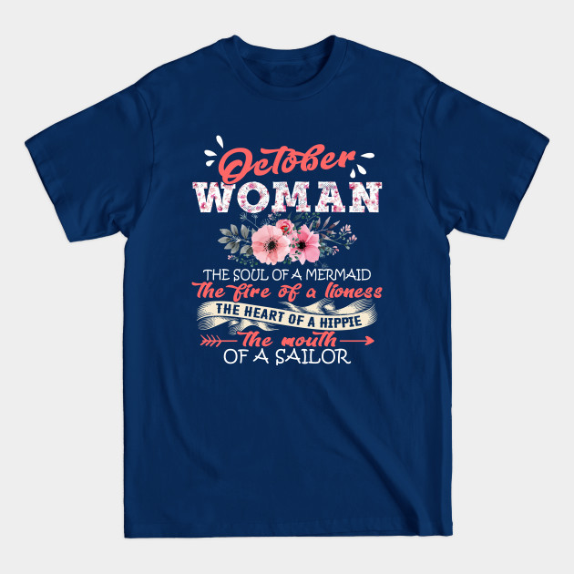 October Woman The Soul Of A Mermaid Floral Yoga October Woman Birthday ...