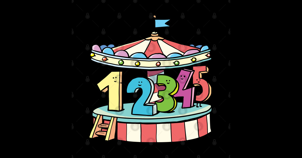 math carousel with numbers from 1 to 5 - Carousel - Sticker | TeePublic