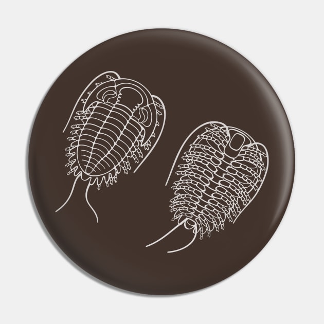 White Line Drawing of Phacopid Trilobite - Trilobite - Pin | TeePublic