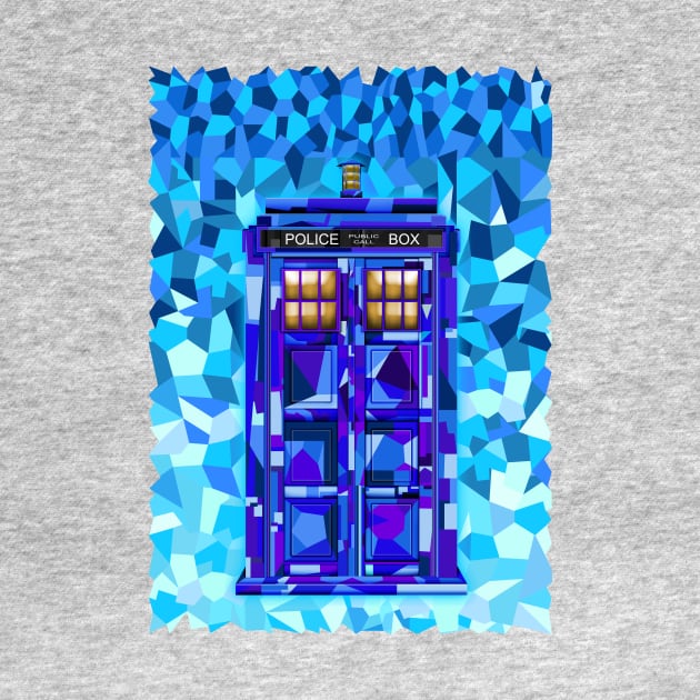 British Blue phone box cubic art - Tardis - Baseball T-Shirt | TeePublic