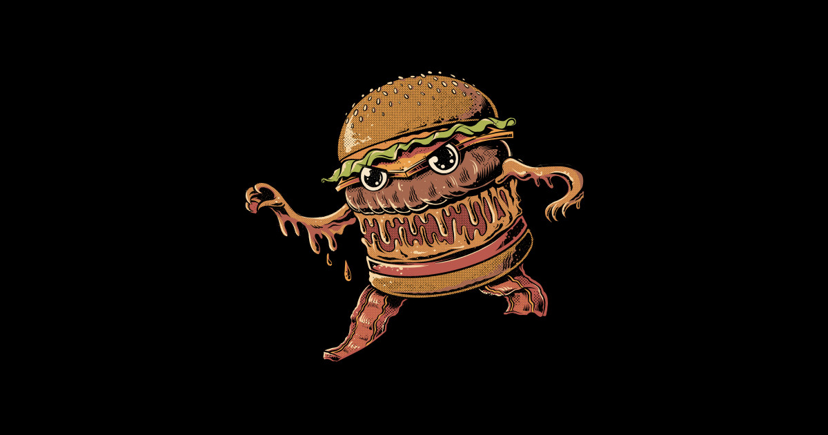 BurgerZilla - Burger Attack - Sticker - Sticker Art - Sticker | TeePublic