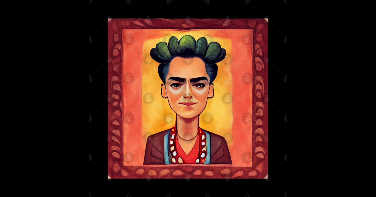 Frida Kahlo Portrait, Cartoon - Frida Kahlo - Sticker | TeePublic