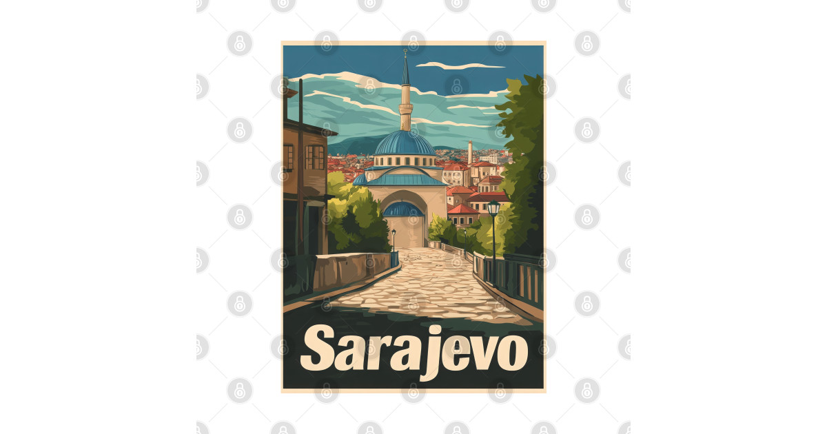 A beautiful view of Sarajevo showcases unique architecture and a ...