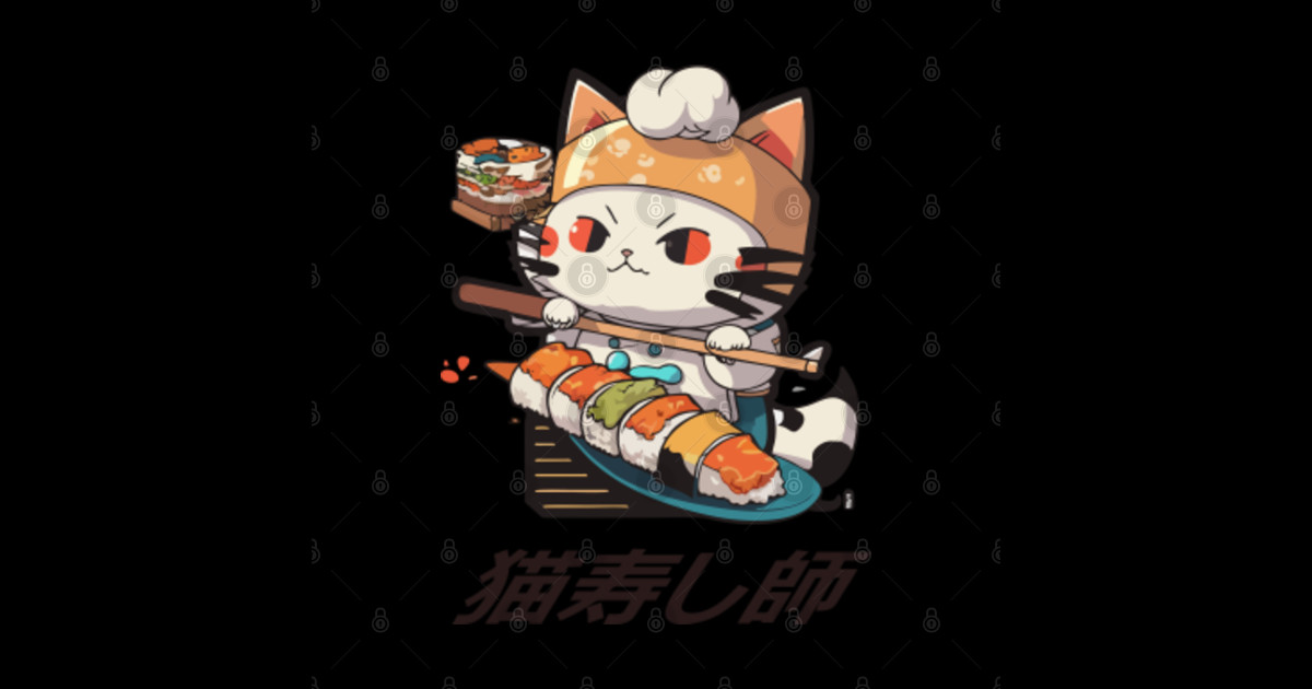 14 cute cat sushi chef neko sushi master - Cute Cat Sushi Chef ...