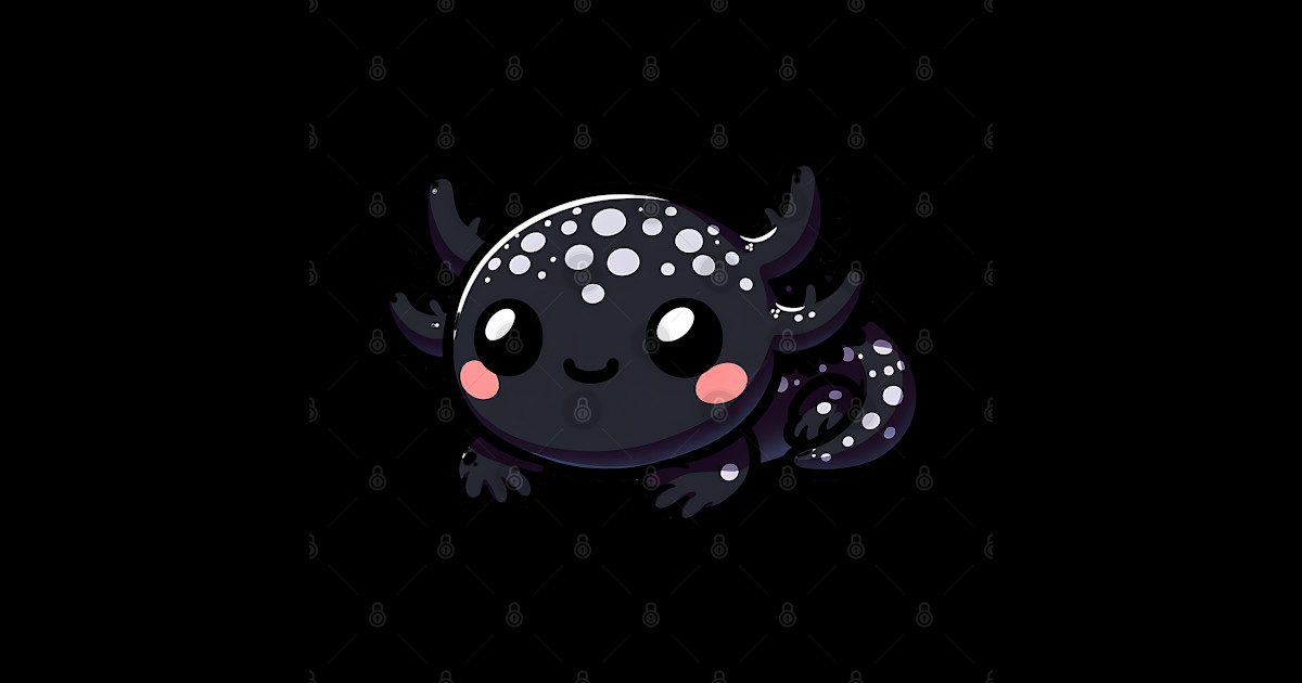 Black Melanoid Axolotl - Axolotl - Sticker | TeePublic