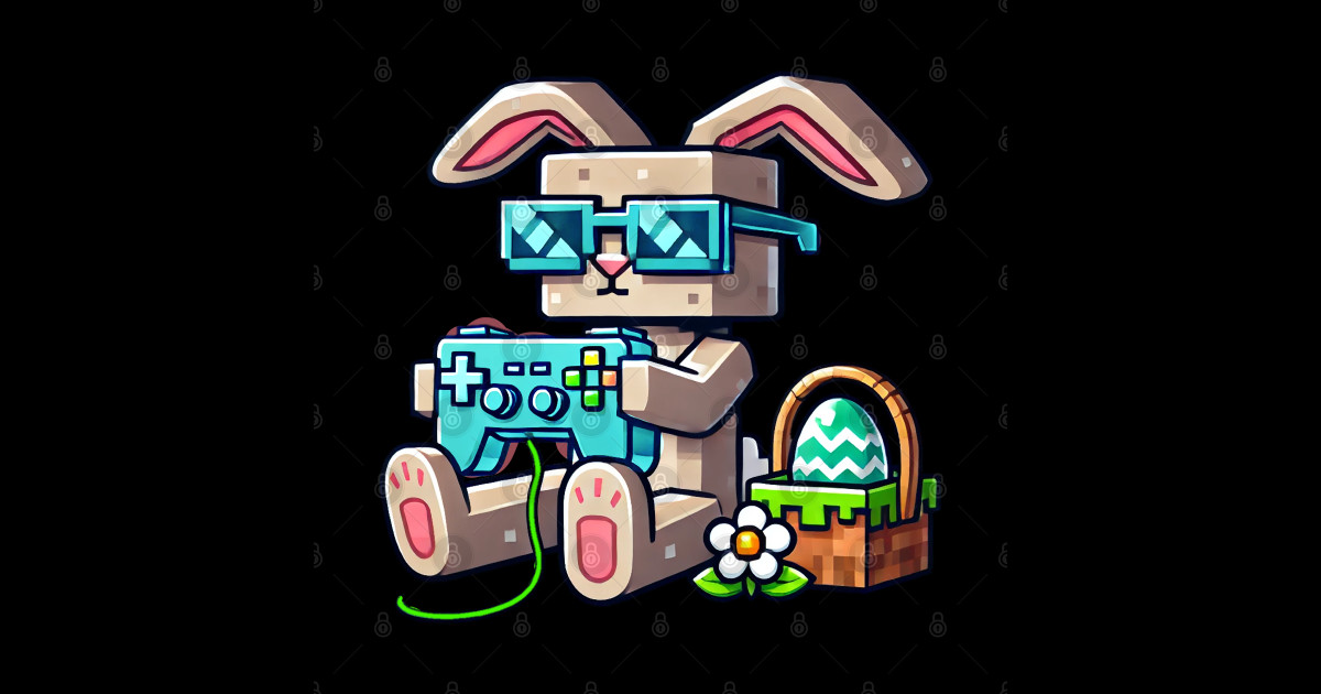 Minecraft Bunny Easter Rabbit Playing Game - Minecraft Bunny - Sticker ...