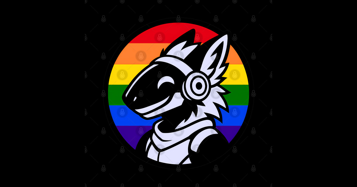 LGBTQ Pride Protogen Anthro Furry Rainbow Logo - Furry - Sticker ...