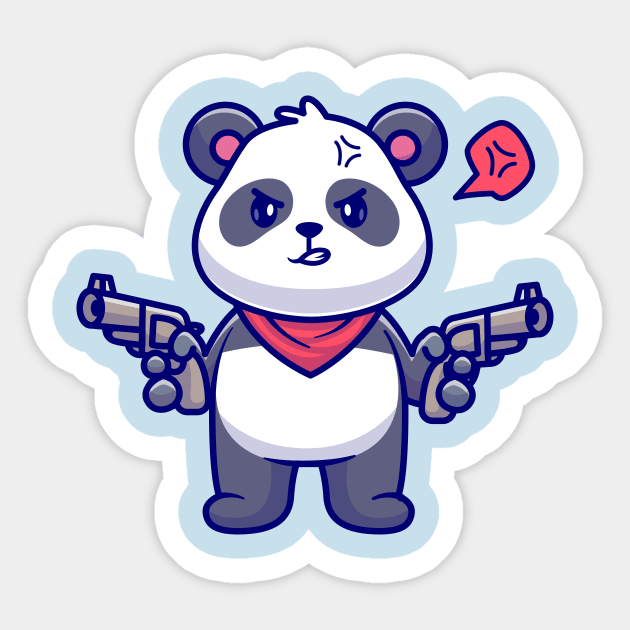 Cute Angry Panda Bandit Holding Gun Pistol Cartoon - Cute Angry Panda ...