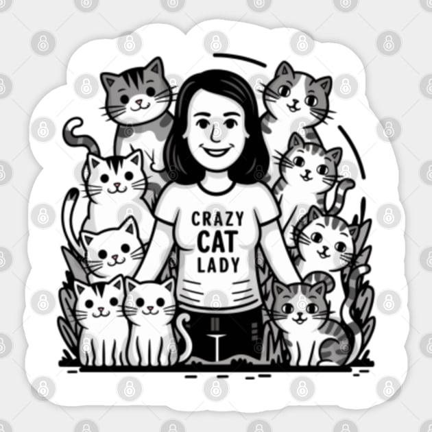 Childless Cat Lady - Crazy Cat Lady - Sticker | TeePublic