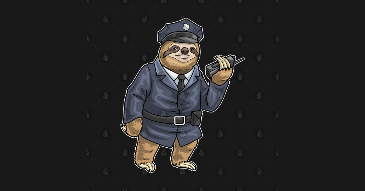 Sloth Cop Microphone Police - Police - T-Shirt | TeePublic