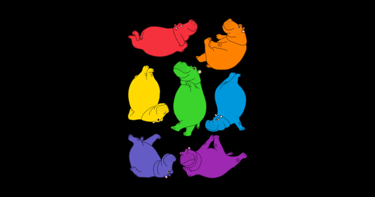 Hippo Workout - bright rainbow - Hippo - Sticker | TeePublic