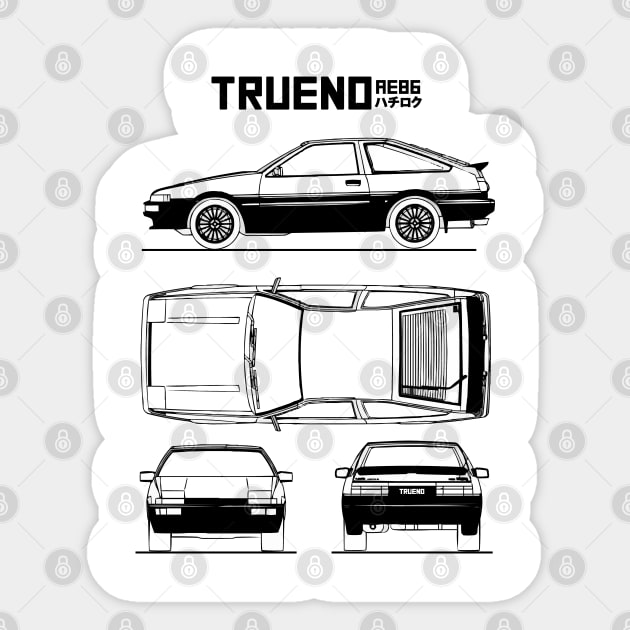 AE86 Toyota Trueno Blueprint - Toyota Ae86 - Sticker | TeePublic