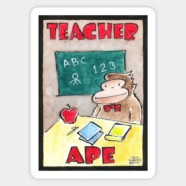 Teacher Ape - Cartoon - Sticker | TeePublic