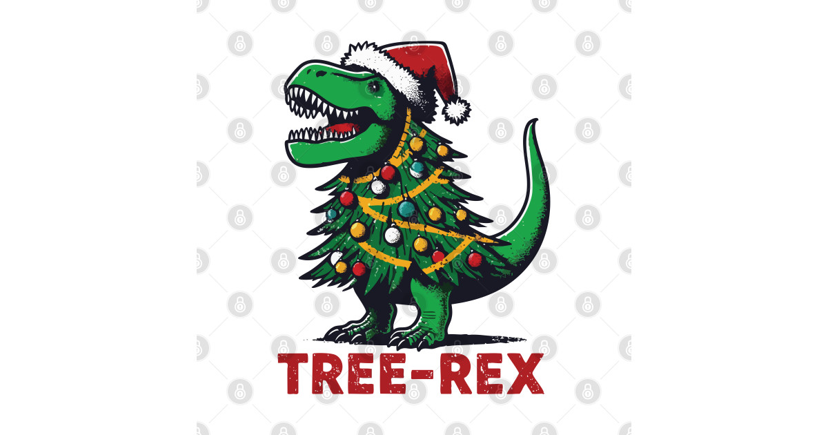 Tree-Rex Festive Christmas Tree - Tree Rex Christmas - T-Shirt | TeePublic